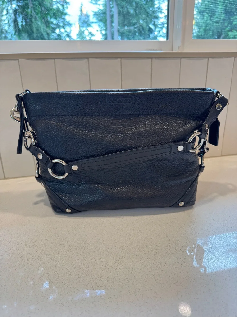 Coach | Bags | Coach Vintage Medium Carly Shoulder Bag Black Pebbled ...